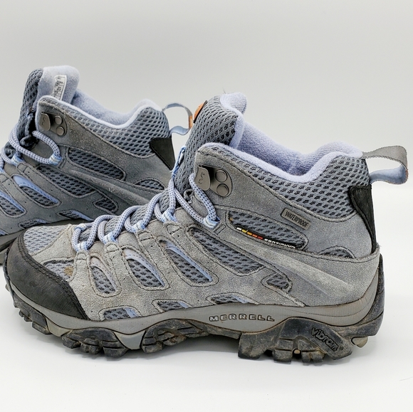Merrell | Shoes | Merrell Moab Mid Waterproof Gray Periwinkle Boot ...